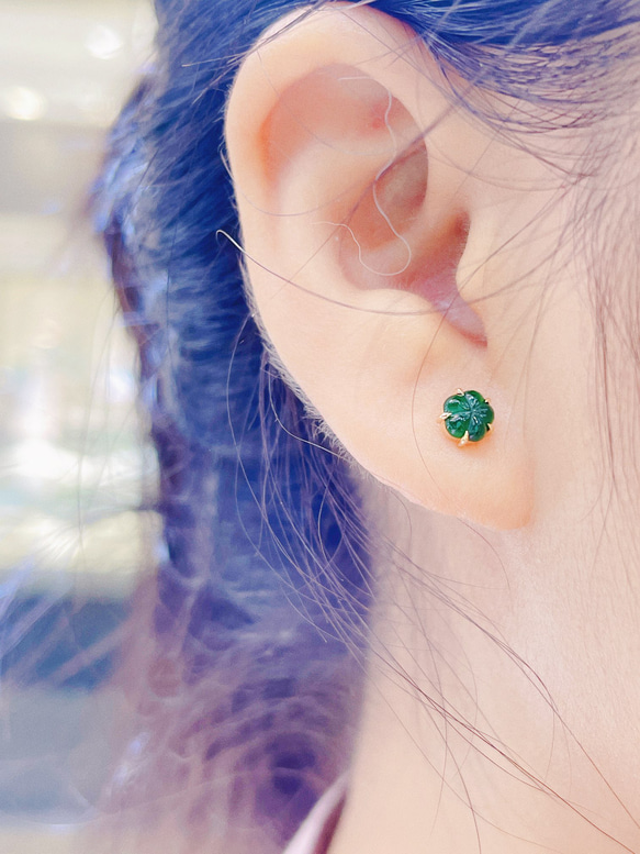 花モチーフ ヒスイピアス6.5mm k18 ピアス（スタッド・一粒） パール大好き(購入前にコメント) 通販 16686322｜Creema(クリーマ)