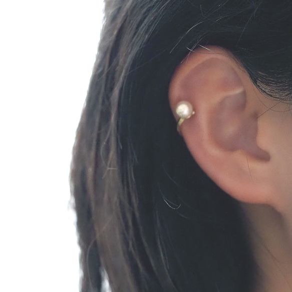 一粒 淡水パールのイヤーカフ | 6mm・8mm | 高品質AAA | EC57・58 イヤーカフ watasino Akuse 通販 16687542｜Creema(クリーマ)