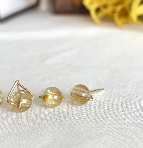 AAAルチルクォーツ選べるピアス14kgf ピアス（スタッド・一粒） marjoram 通販 16688261｜Creema(クリーマ)