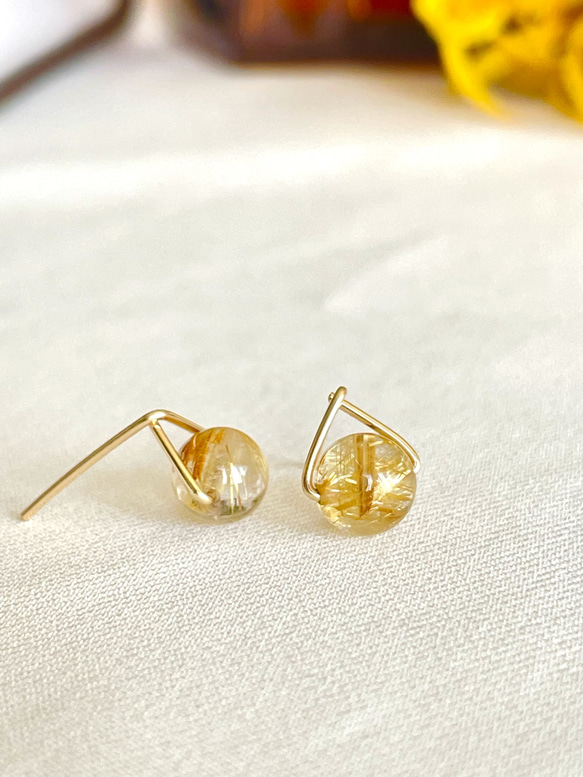 AAAルチルクォーツ選べるピアス14kgf ピアス（スタッド・一粒） marjoram 通販 16688261｜Creema(クリーマ)