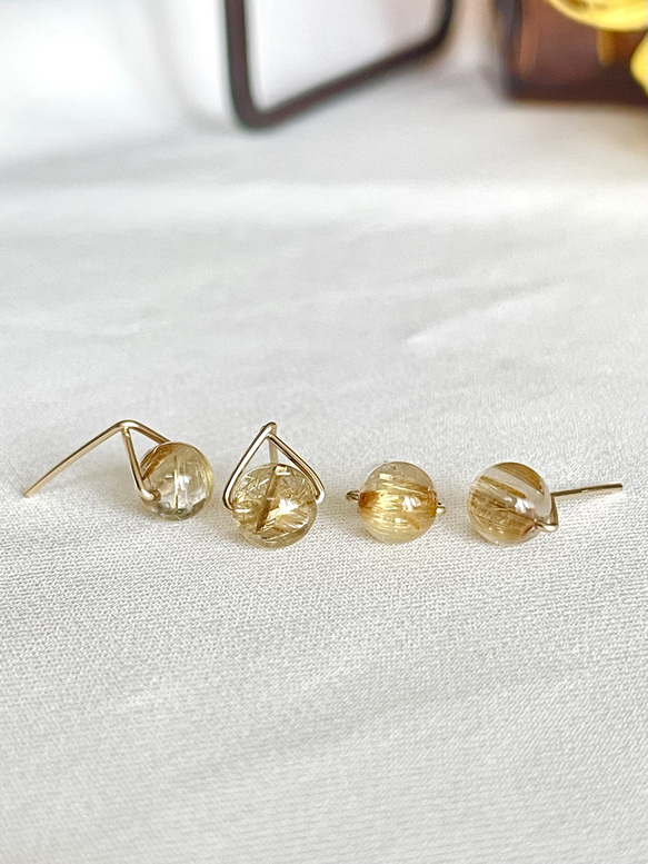 AAAルチルクォーツ選べるピアス14kgf ピアス（スタッド・一粒） marjoram 通販 16688261｜Creema(クリーマ)