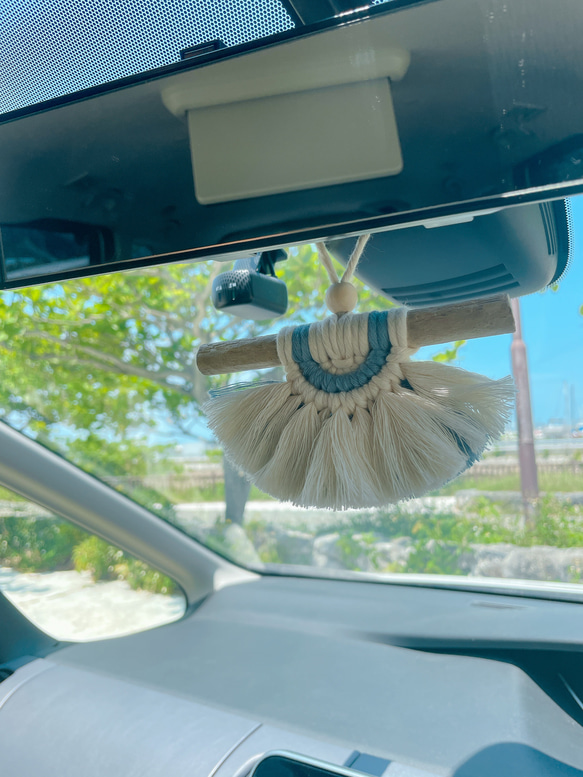 車のルームミラーアクセサリー マクラメタペストリー ミニサイズ タペストリー・壁掛け ameri macrame 通販｜Creema(クリーマ) 16693065