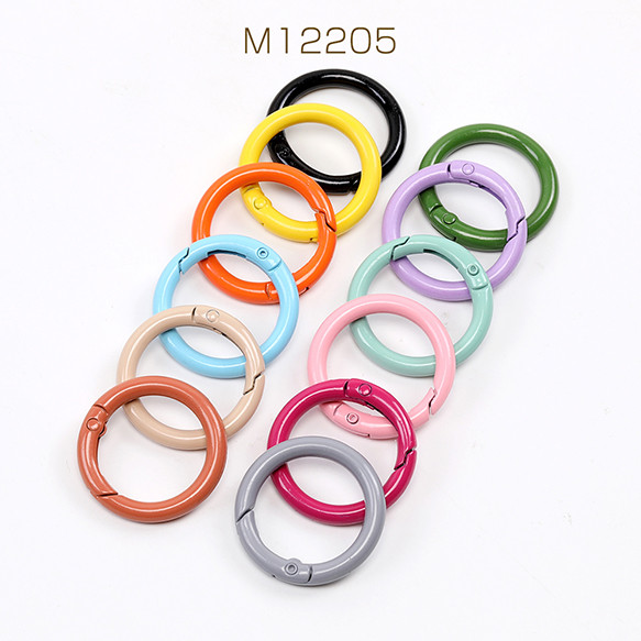 M12205 12個 カラビナ キーホルダー金具 リング型 塗装 30mm ミックスカラー 3X（4ヶ） 金具・チェーン beads ...