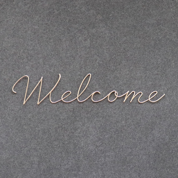 Welcome * natural タイプ * シャンパンゴールド 虫ピン付き ウエルカム 文字 ワイヤーアート その他インテリア雑貨 ...