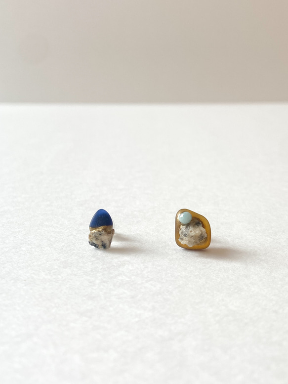 jellyfish pierce /シーグラスと石のかけら金継ぎピアス ピアス（スタッド・一粒） peace pace design 通販 ...
