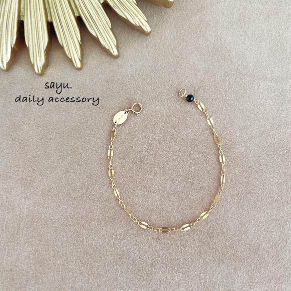 【14kgf】デザインチェーンのシンプルなブレスレット【with blackspinel】 ブレスレット sayu. 通販 16760228｜Creema(クリーマ)