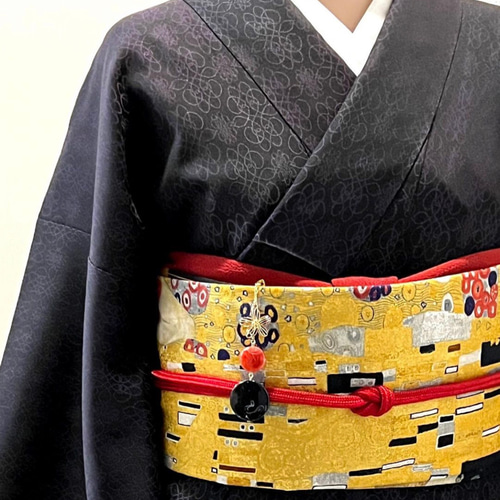 クリムト「接吻」名古屋帯 和装小物(帯・半襟) 創作帯「蒼月 クリムト「接吻」名古屋帯 和装小物(帯・半襟) 創作帯「蒼月