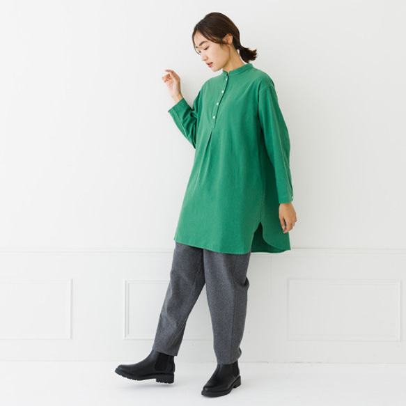 コットン起毛ヘンリーロングブラウス チュニック kermu 通販 16766520｜Creema(クリーマ)