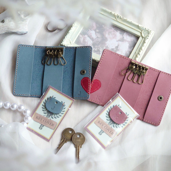 結婚祝・記念日に! 赤ハート4連ペアキーケース【ピンク・ブルー】※袋ラッピング無料 キーケース OXIO-CRAFT（オキシオクラフト） 通販 16787486｜Creema(クリーマ)