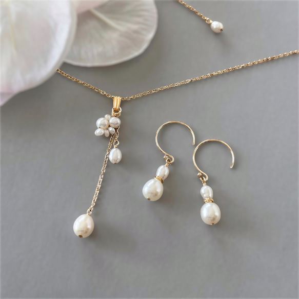 【Creema限定 】14kgf 淡水パール ネックレス&ピアス/イヤリング オケージョン 華奢 揺れる ネックレス・ペンダント kinoha*-y 通販｜Creema(クリーマ) 16794638