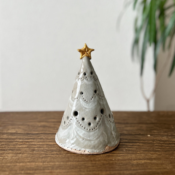陶器 クリスマスツリー 1 オブジェ 照明 ホワイトライン 陶器 クリスマスツリー 1 オブジェ 照明 ホワイトライン