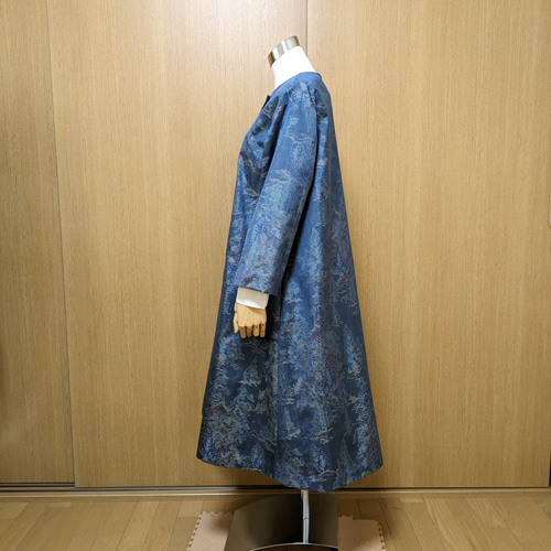SOLD 着物リメイク ロングコート 大島紬 M〜L コート さらあお SOLD 着物リメイク ロングコート 大島紬 M〜L コート さらあお