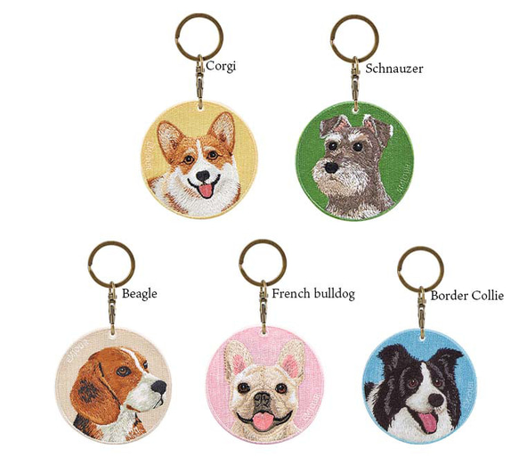 キーホルダー 犬 刺繍 チャーム 愛犬 コーギー プレゼント ギフト 両面 ストラップ or-003 キーホルダー Emjour Japan 通販 16824278｜Creema(クリーマ)