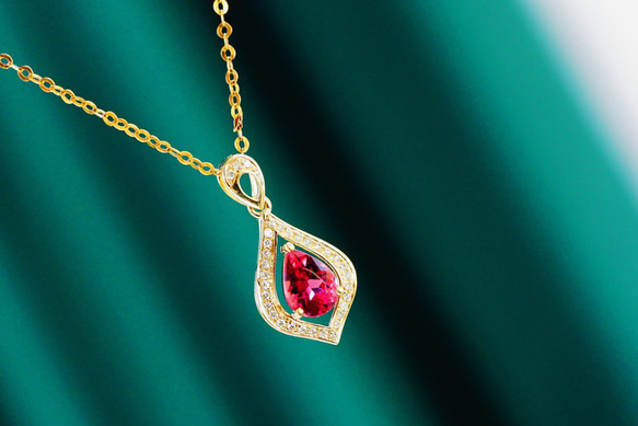 「歓喜」K18YG 天然赤トルマリン 天然ダイヤモンド 上品 幸運 友情 希望 10月誕生石 0.5ct ペンダントのみ ネックレス・ペンダント CHIC JEWELRY 通販 ...