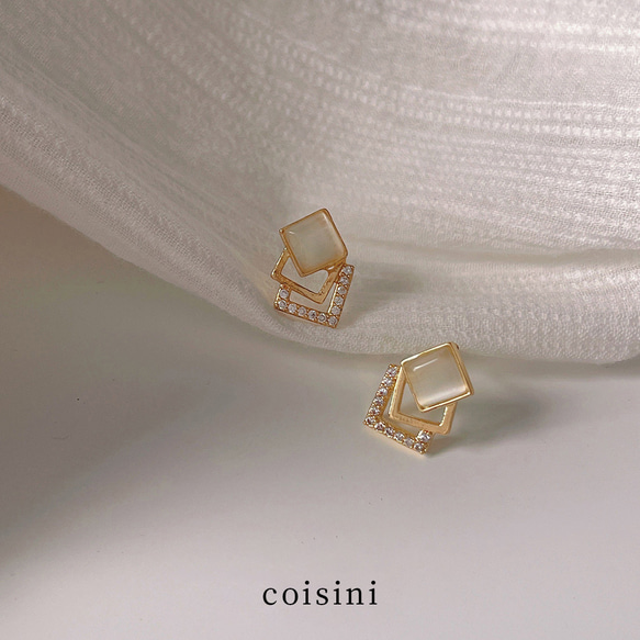 猫目石風ピアス 14Kコーディング silver925ポスト デザイン INS風 キラキラ（#CM0071） ピアス（スタッド・一粒） コシニー 通販｜Creema(クリーマ) 16826412