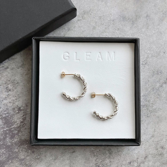 こだわりツイスト フープピアス シルバー950 14kgf ピアス（フープ） GLEAM 通販 16827083｜Creema(クリーマ)