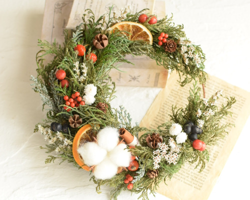 クリスマスリース~フレッシュからドライへ~ ドライフラワー 花 クリスマスリース~フレッシュからドライへ~ ドライフラワー 花