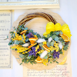 fsoo《épanouissement》 ラベンダーとミモザのナチュラルリース ボタニカル 518 リース rurumaron 通販 ...