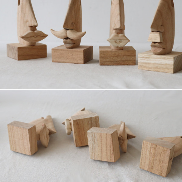 ⁑無塗装 天然無垢ウッド メガネスタンド 髭 ひげ マスタッシュ 眼鏡 インテリア ペア W73A その他インテリア雑貨 anvai／2025 ...