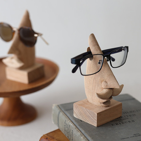 ⁑無塗装 天然無垢ウッド メガネスタンド 髭 ひげ マスタッシュ 眼鏡 インテリア ペア W73A その他インテリア雑貨 anvai／2025 ...