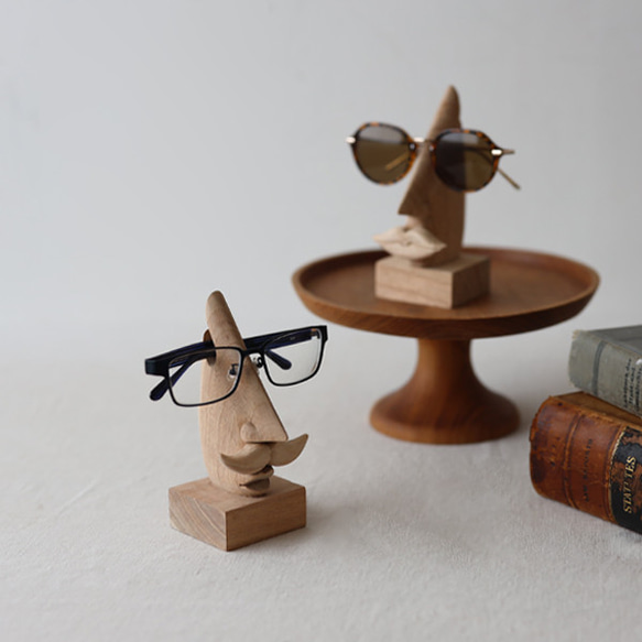 ⁑無塗装 天然無垢ウッド メガネスタンド 髭 ひげ マスタッシュ 眼鏡 インテリア ペア W73A その他インテリア雑貨 anvai／2025 ...