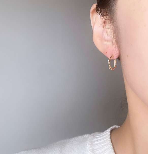 14kgf Twinkle フープピアス 多角形 五角形 ピアス（フープ） f accessory 通販 16862089｜Creema(クリーマ)