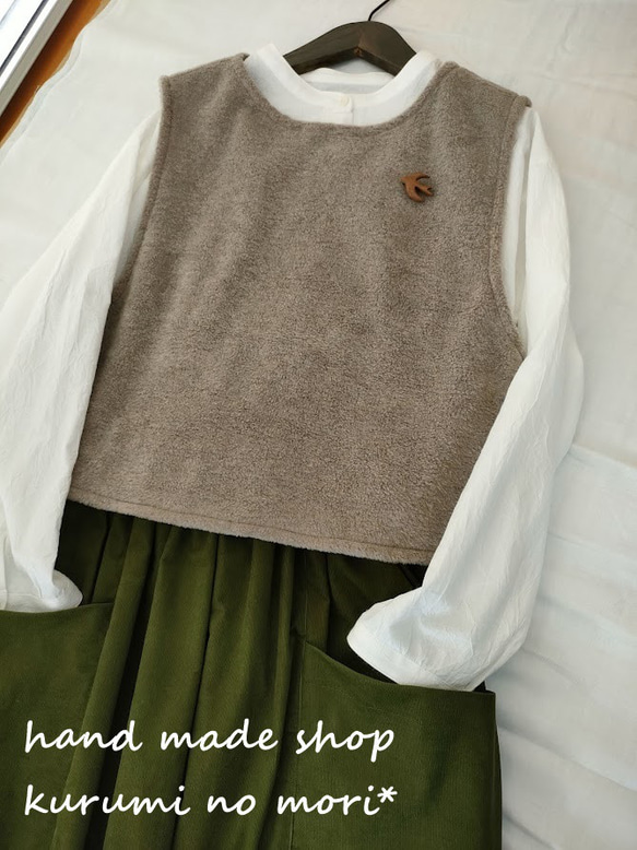 メルトンフリース ベスト 全4色 ベスト kurumi no mori* 通販 16891612｜Creema(クリーマ)