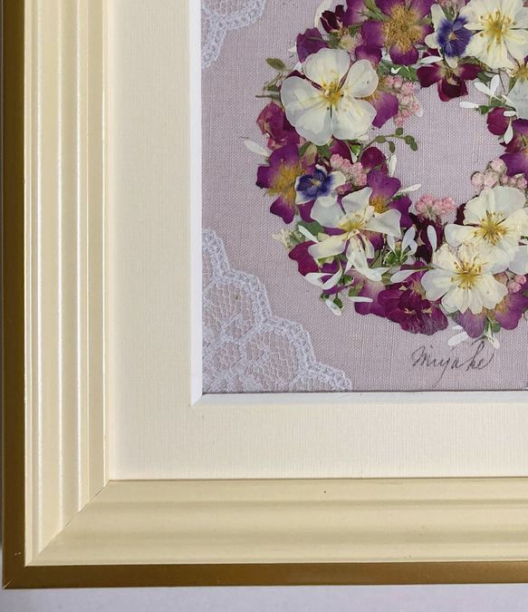 押し花 押し花額 押し花アート バラ リース バレンタイン ホワイトデー 卒業祝 入学祝 フラワーギフト リース アトリエMiyake 通販 16901810｜Creema(クリーマ)