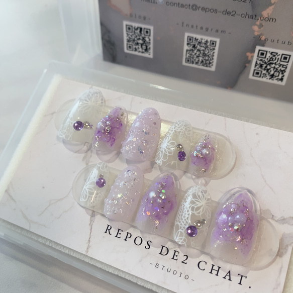 lace&3D flower【No.48】creema出店祝☆RD2C人気ネイルチップ期間限定割引☆〜12/31まで ネイルチップ（つけ爪） REPOS DE2 CHAT. 通販 ...