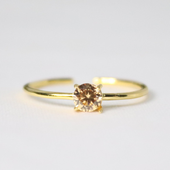 S925製 18KGP シャンパンジルコニア 4mm 指輪 指輪・リング Shain 通販 16925464｜Creema(クリーマ)