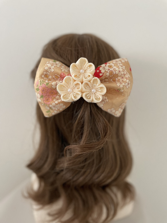 つまみ細工の髪飾り【花柄リボン】卒業式 卒園式 袴 着物に♪ハイカラさん ヘッドドレス（アクセサリー） haruru 通販 16934404 ...