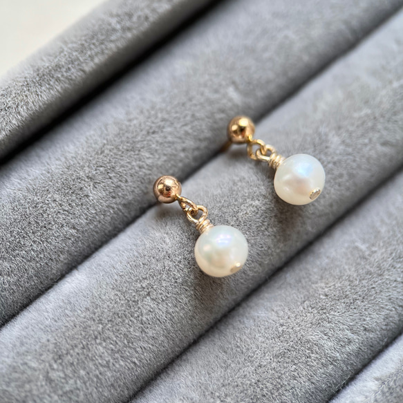 14kgf小さな淡水パールの一粒ピアス＆イヤリング ピアス（スタッド・一粒） Shizuku 通販 16937326｜Creema(クリーマ)