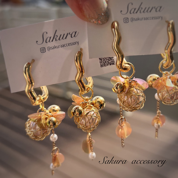 2way ゴールドフープ キラキラ オーナメント ピアス ピアス（その他） Sakura accessory 通販｜Creema(クリーマ) 16939911