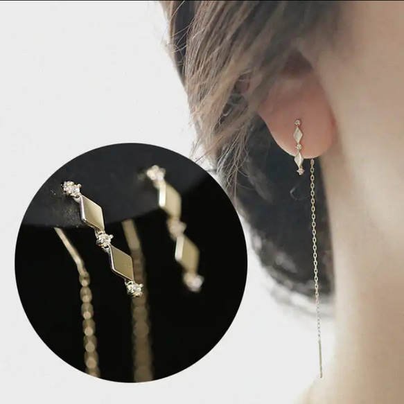 【MAP05】【イエロー】シンプルなチェーンピアスSilver925 K18 Gold／着けっぱなしOK～アレルギー対応 ピアス（スタッド・一粒） mini mini jewelry 通販 ...