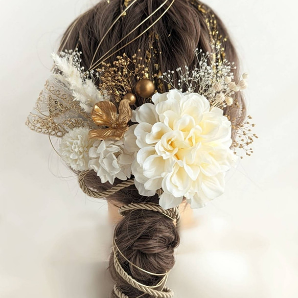 金箔付 成人式 髪飾り 水引 紐 リボン 卒業式 結婚式 ドライフラワー RC132 ヘッドドレス（アクセサリー） Recitflower ...
