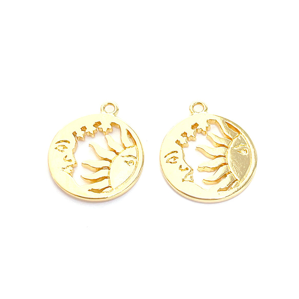 ejp511【2個入り】Moon&Sun コイン 16KGPゴールドチャーム チャーム 土日祝日休みDIYBEJEWEL 通販｜Creema ...
