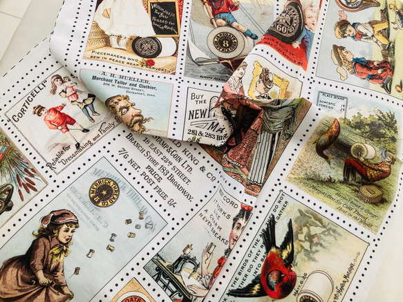 ヴィンテージ切手のパネル生地 Sew Journal by J.Weck 生地 Hirondelle et Ruby 通販 16961554 ...