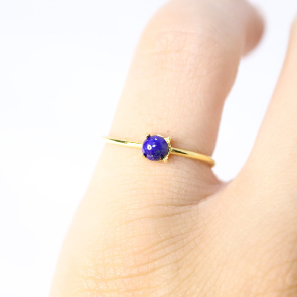 S925製 18KGP ラピスラズリ 4mm 丸 天然石 指輪 指輪・リング Shain 通販 16969843｜Creema(クリーマ)