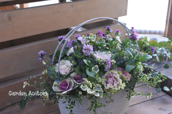 ぞうさんビオラのバスケット.｡ その他インテリア雑貨 Garden Aoitori 通販 16972937｜Creema(クリーマ)