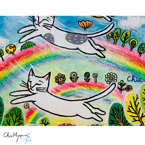 原画 北欧アート『空飛ぶ猫』 おしゃれ モダンアート 現代アート 原画 北欧アート『空飛ぶ猫』 おしゃれ モダンアート 現代アート