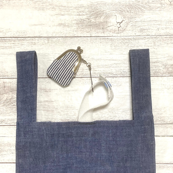 ギンガムチェック ミニ コンビニ エコ バック サックスブルー エコバッグ・サブバッグ coma zakka 通販 16994028｜Creema(クリーマ)