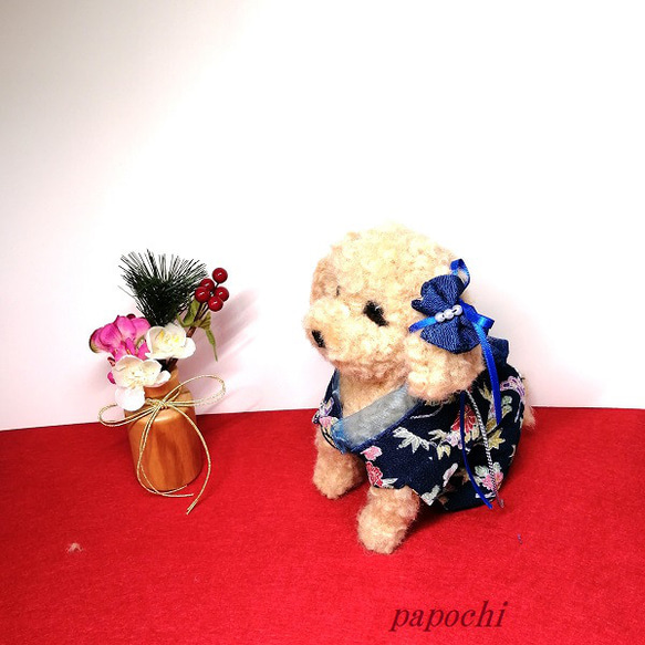 和風のプードル(お座り)青 羊毛フェルト papochi 通販｜Creema(クリーマ) 17018481