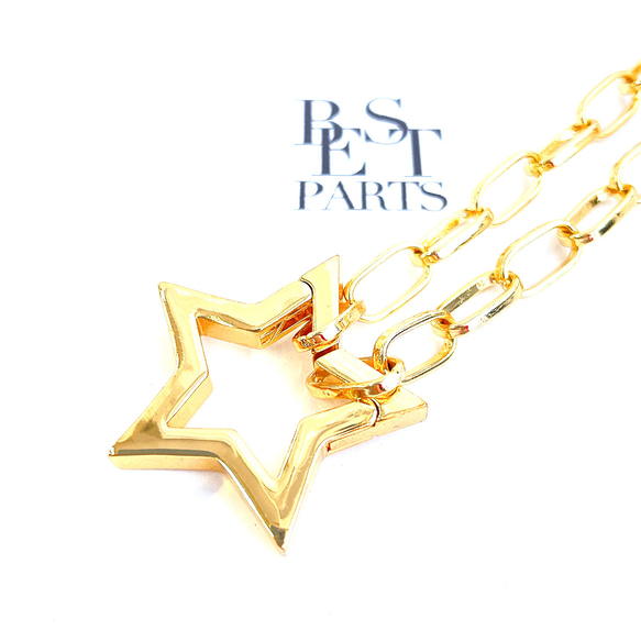 【1個】約31mm 大ぶり星 スター 留め金具 開閉式 16KGP ゴールドキーリング bp236 金具・チェーン 低金属アレルギーパーツBESTPARTS 通販 17030246 ...