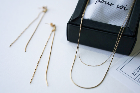 j307 新作2024 細チェーン2連ネックレスとチェーンピアス・イヤリングのセット 金属アレルギー対応 24kgp ネックレス・ペンダント poursoi 通販 17031001 ...