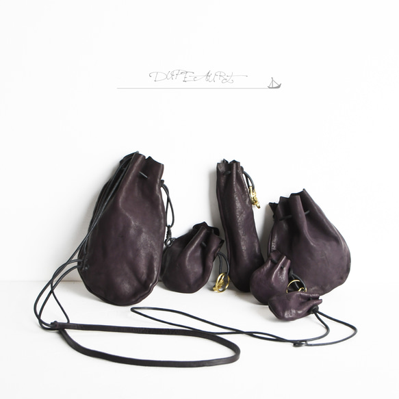 DUPEAURT/デュポー/パソコン小物やコスメ等のためのバッグインポーチ/本ヌメ牛革/ダークバーガンディ 巾着袋 DUPEAURT 通販 ...