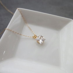 14KGF ネックレス 立て爪 スクエア 10mm キュービックジルコニア ネックレス・ペンダント Humming Bird 通販 17039534｜Creema(クリーマ)