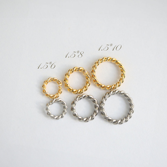 316L サージカルステンレス ねじねじ輪 ツイスト OPEN丸かん 20個 金具・チェーン Trois anges 通販 17053110｜Creema(クリーマ)