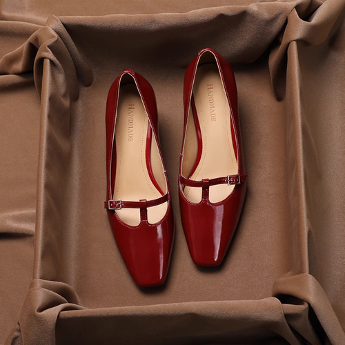 tストラップシューズ パンプス ヒール 就活 冠婚葬祭 フォーマル 赤 黒