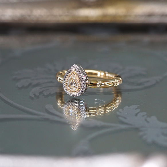 PT950×K18YGコンビ ペアシェイプダイヤモンドリング 指輪・リング オリーブ 通販 17067212｜Creema(クリーマ)