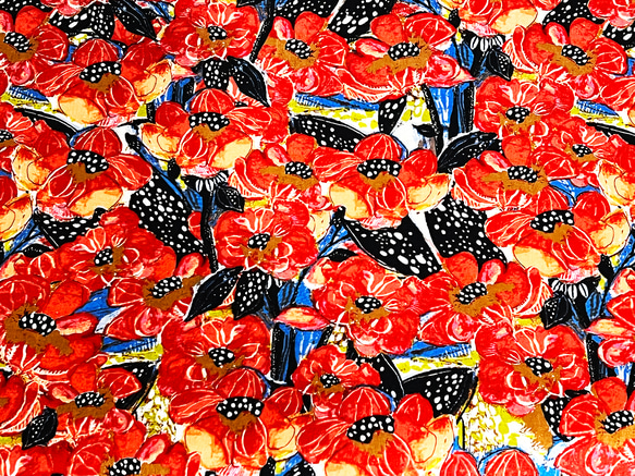 Kelli May-Krenz 110cm x 50cmずつ切売 - 満開の赤いポピー 生地 nightowl fabrics 通販 ...